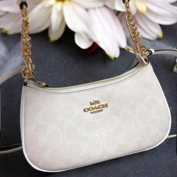 Coach | Bags | Coach Teri Shoulder Bag In Signature Canvas White | Poshmark